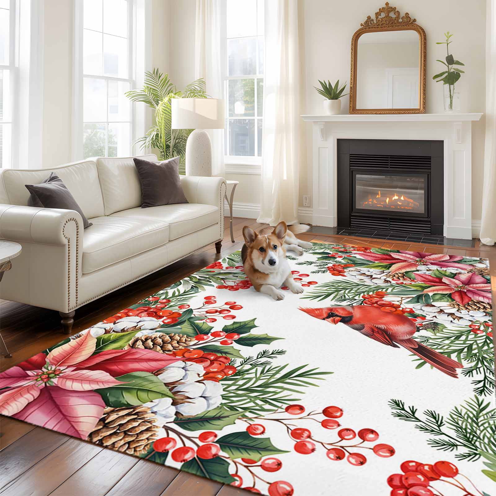 5'x8' Area Rugs, Cardinal Bird Indoor Outdoor Area Rug for Living Room ...