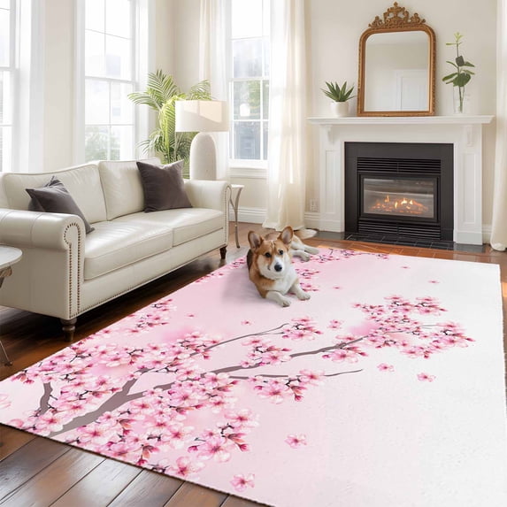 5'x8' Area Rugs, Cherry Blossom Indoor Outdoor Area Rug for Living Room ...