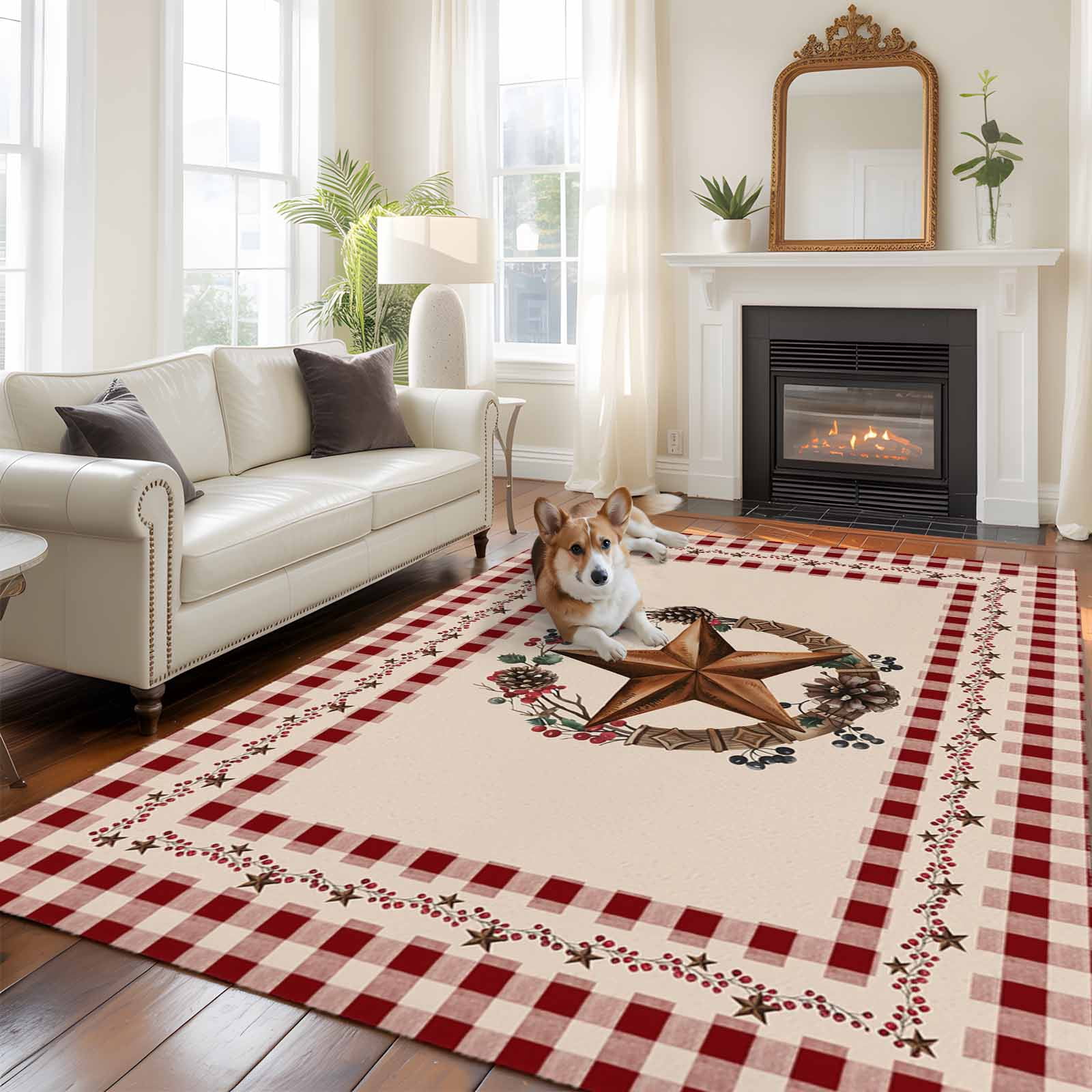 5'x8' Area Rugs, Country Star Plaid Indoor Outdoor Area Rug for Living ...