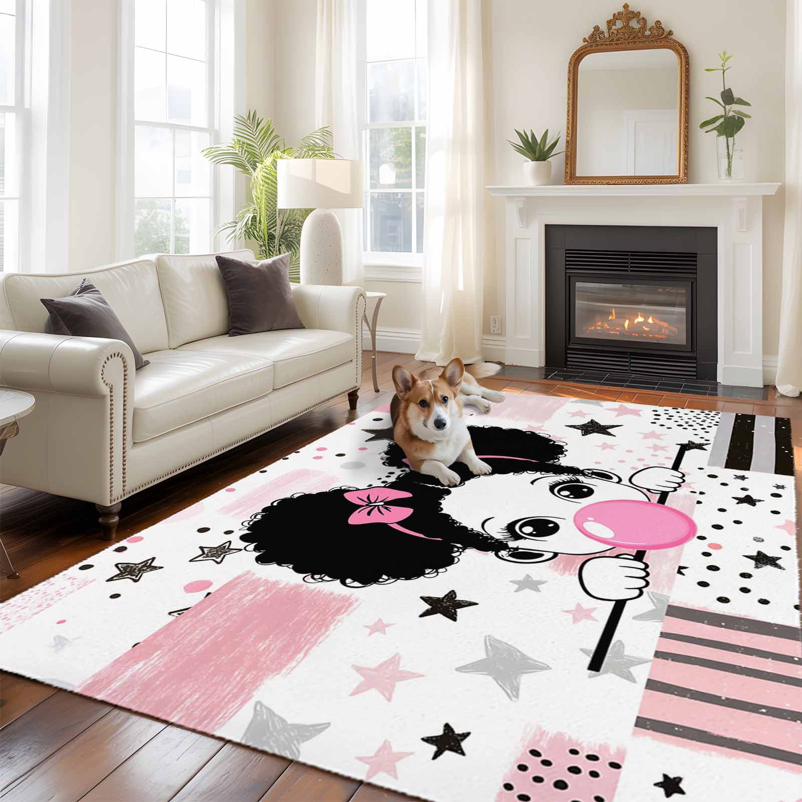 5'x8' Area Rugs, Cute Girl Indoor Outdoor Area Rug for Living Room ...