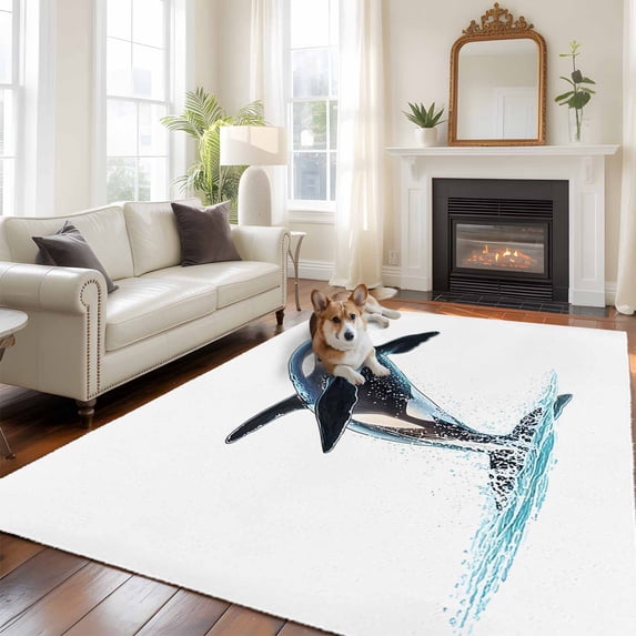 5'x8' Area Rugs, Cute Killer Whale Indoor Outdoor Area Rug for Living ...
