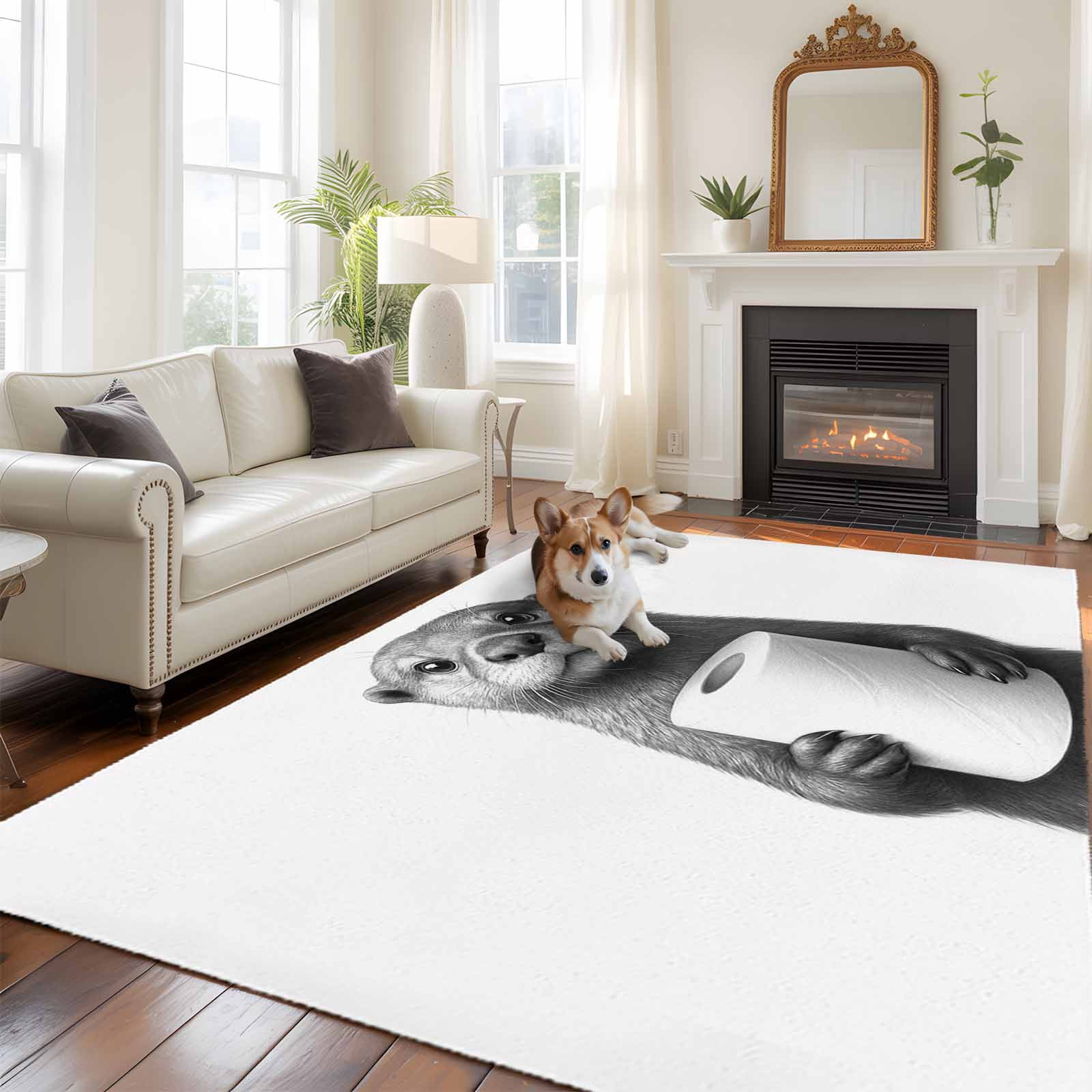 5'x8' Area Rugs, Cute Otter Indoor Outdoor Area Rug for Living Room ...