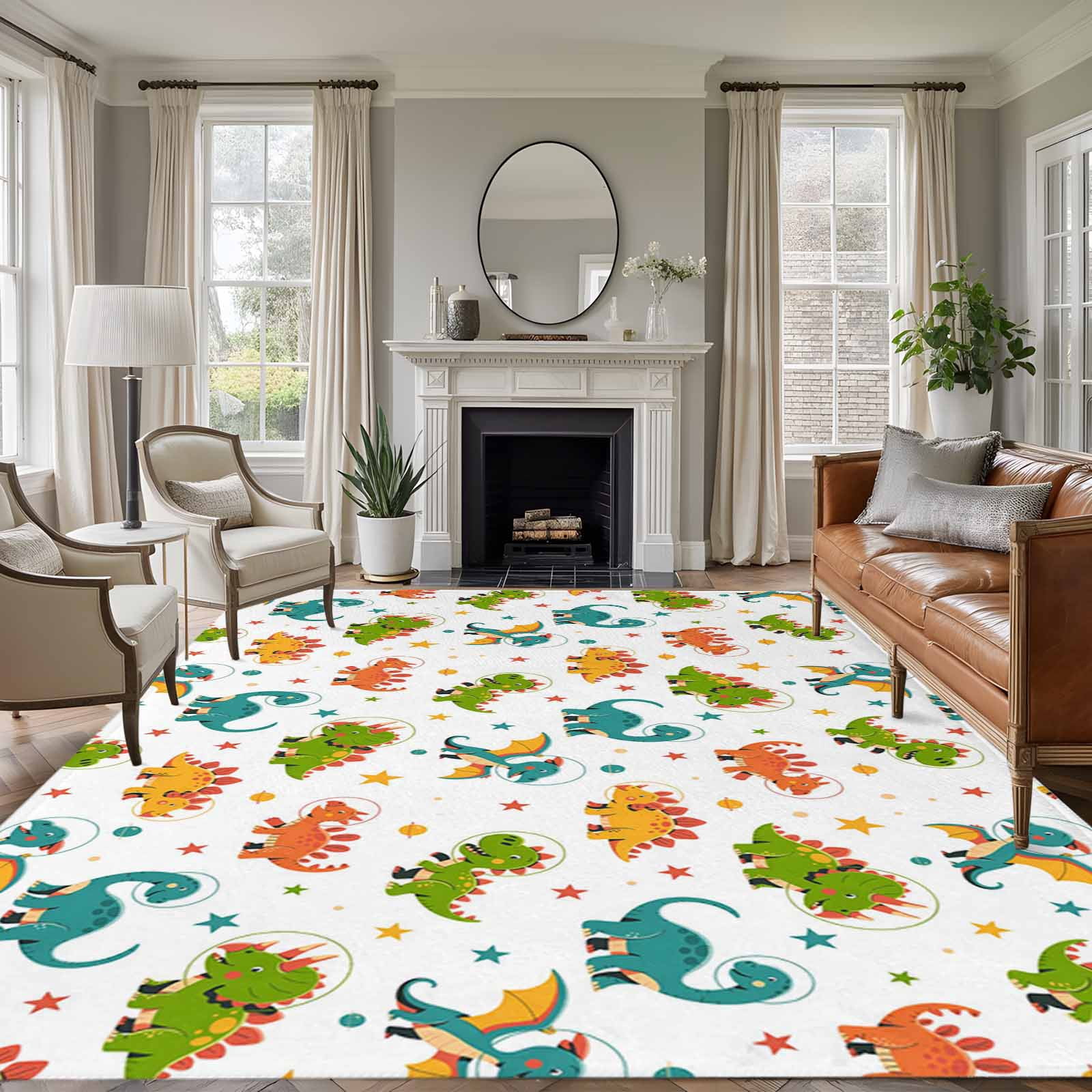 5'x8' Area Rugs, Dinosaurs Indoor Outdoor Area Rug for Living Room ...