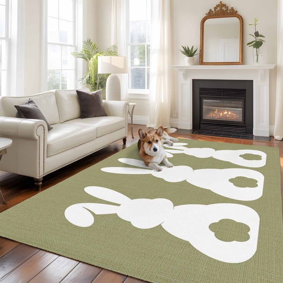 5'x8' Area Rugs, Easter Bunny Indoor Outdoor Area Rug for Living Room ...
