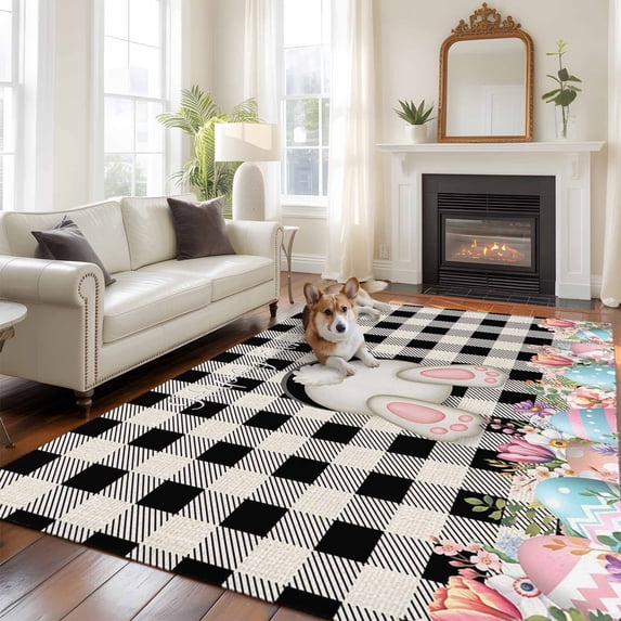 5'x8' Area Rugs, Easter Bunny Indoor Outdoor Area Rug for Living Room ...