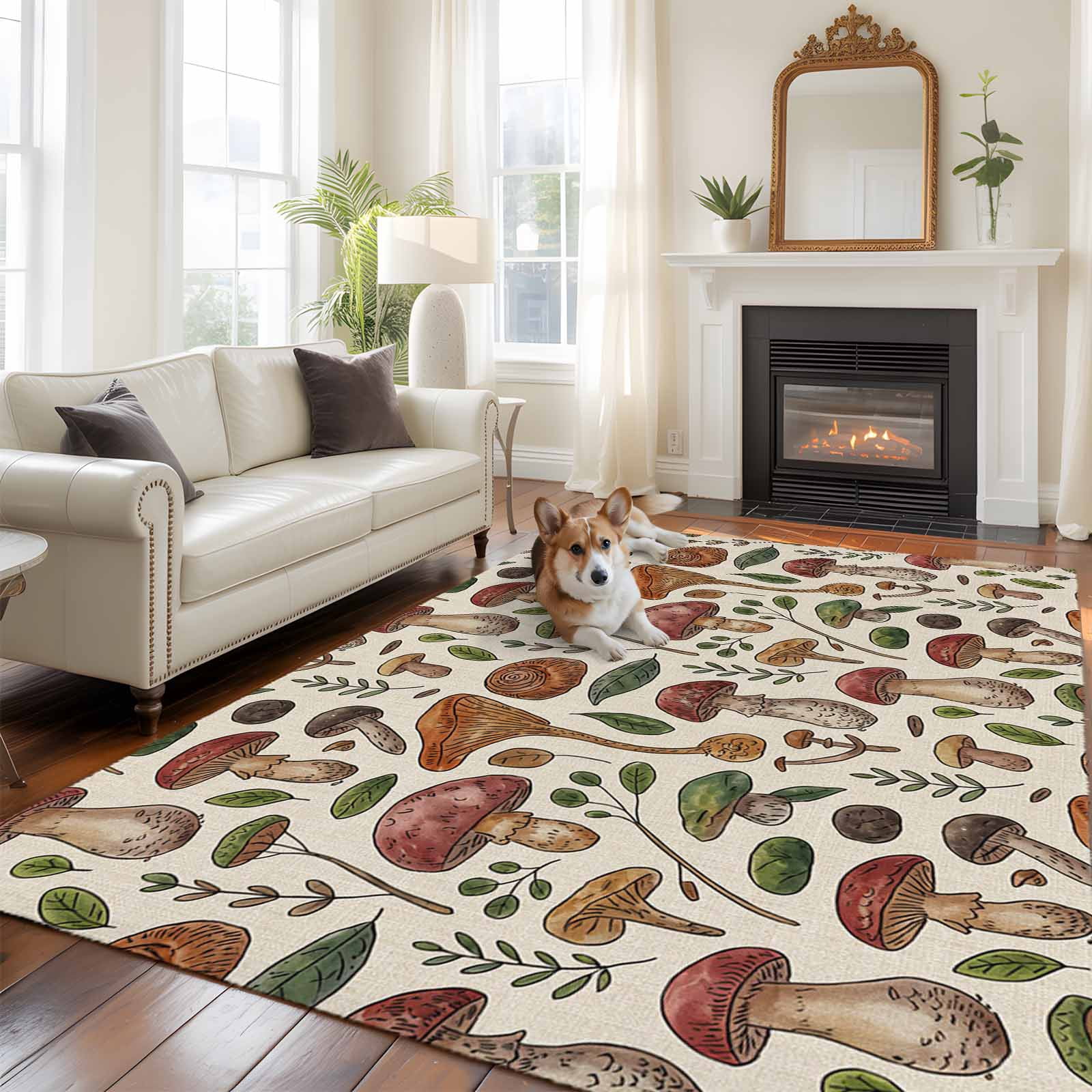 5'x8' Area Rugs, Fall Mushroom Indoor Outdoor Area Rug for Living Room ...