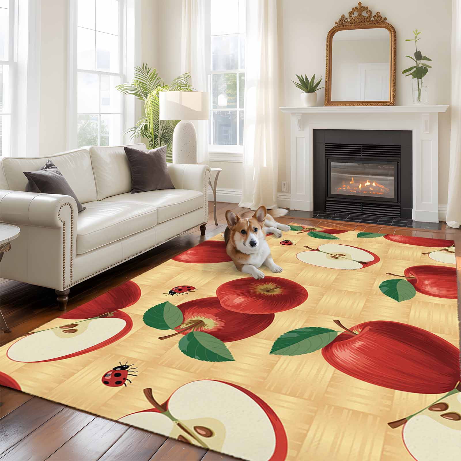 5'x8' Area Rugs, Farmhouse Apples Indoor Outdoor Area Rug for Living ...
