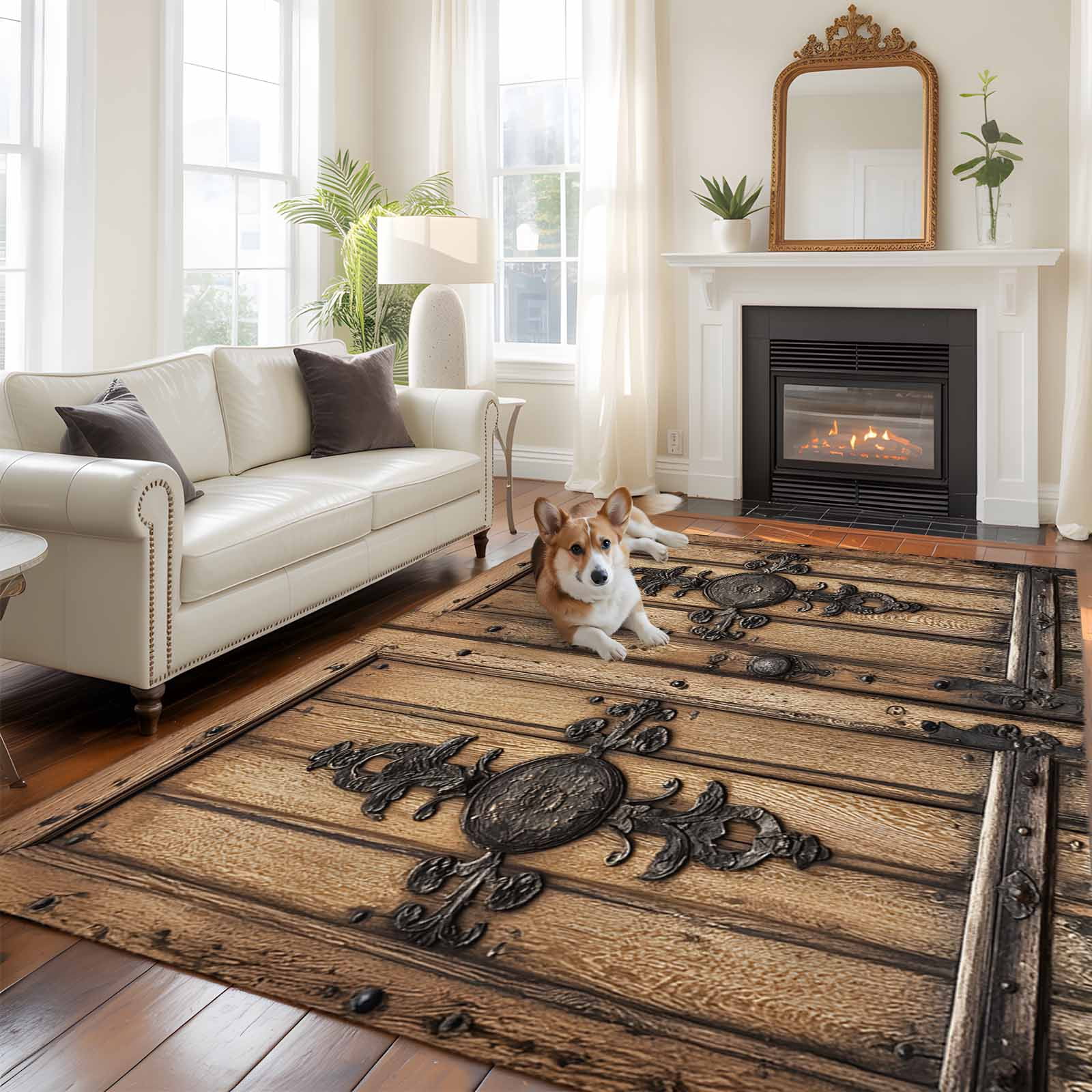 5'x8' Area Rugs, Farmhouse Brown Indoor Outdoor Area Rug for Living ...