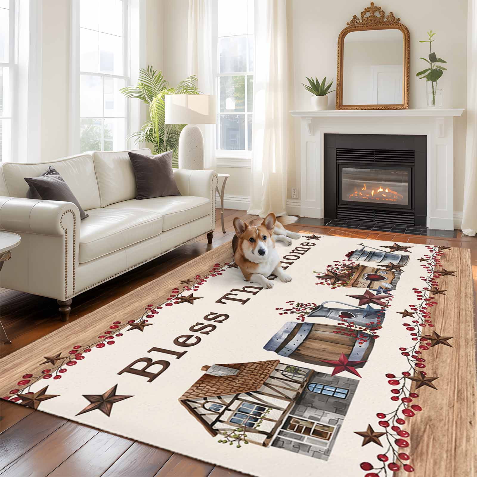 5'x8' Area Rugs, Farmhouse Indoor Outdoor Area Rug for Living Room ...