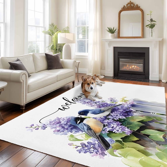 5'x8' Area Rugs, Flowers Bird Indoor Outdoor Area Rug for Living Room ...