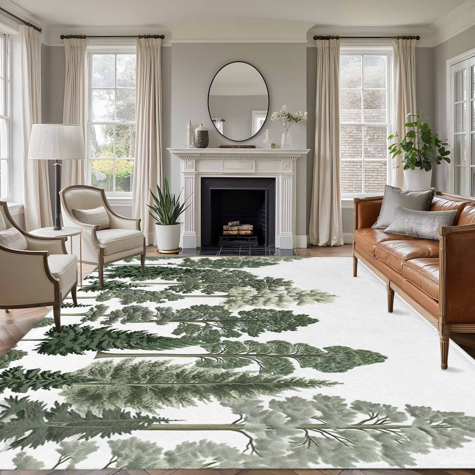 5'x8' Area Rugs, Green Botanical Indoor Outdoor Area Rug for Living ...