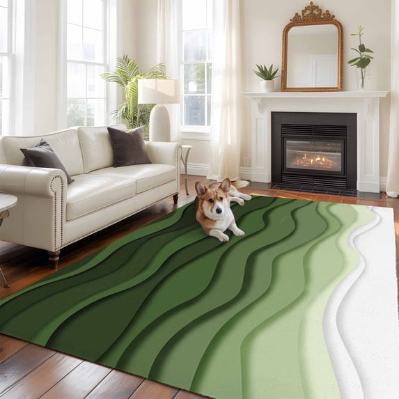 5'x8' Area Rugs, Green Ombre Stripes Indoor Outdoor Area Rug for Living ...