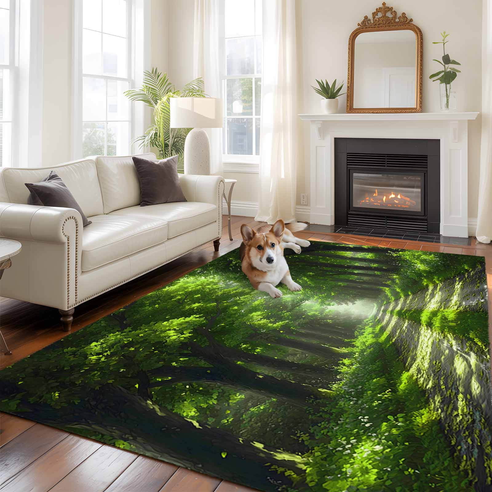 5'x8' Area Rugs, Green Trees Indoor Outdoor Area Rug for Living Room ...