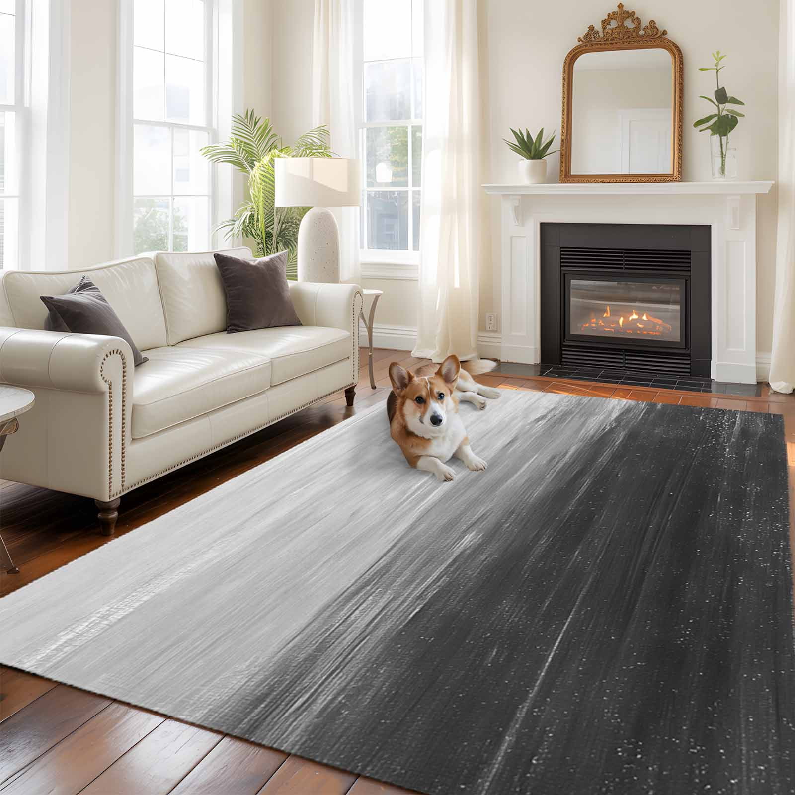 5'x8' Area Rugs, Grey Ombre Indoor Outdoor Area Rug for Living Room ...