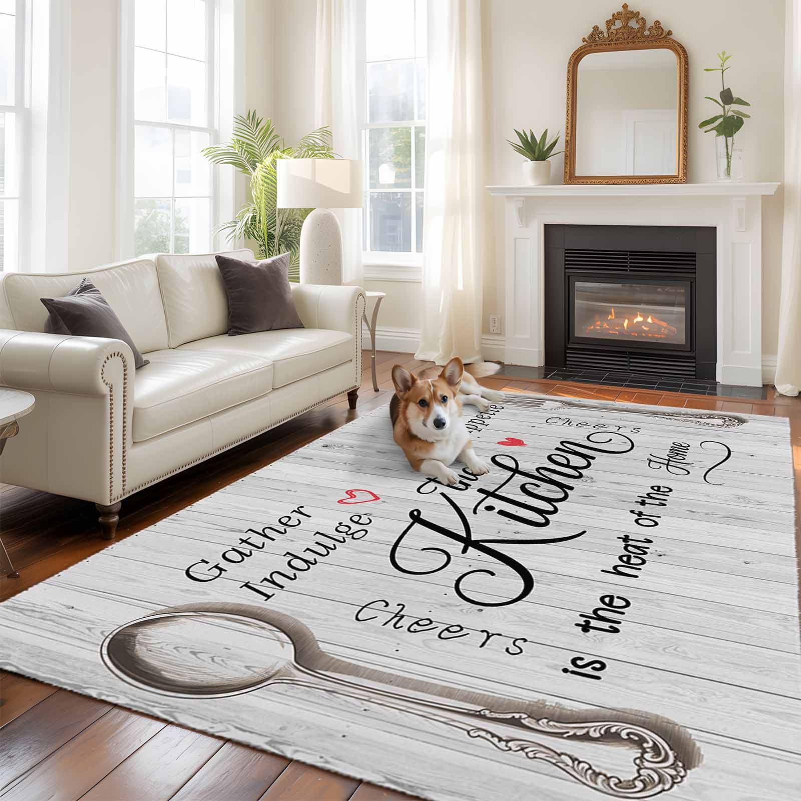 5'x8' Area Rugs, Grey Retro Art Indoor Outdoor Area Rug for Living Room ...