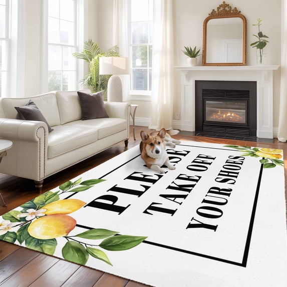 5'x8' Area Rugs, Lemon Letter Indoor Outdoor Area Rug for Living Room ...