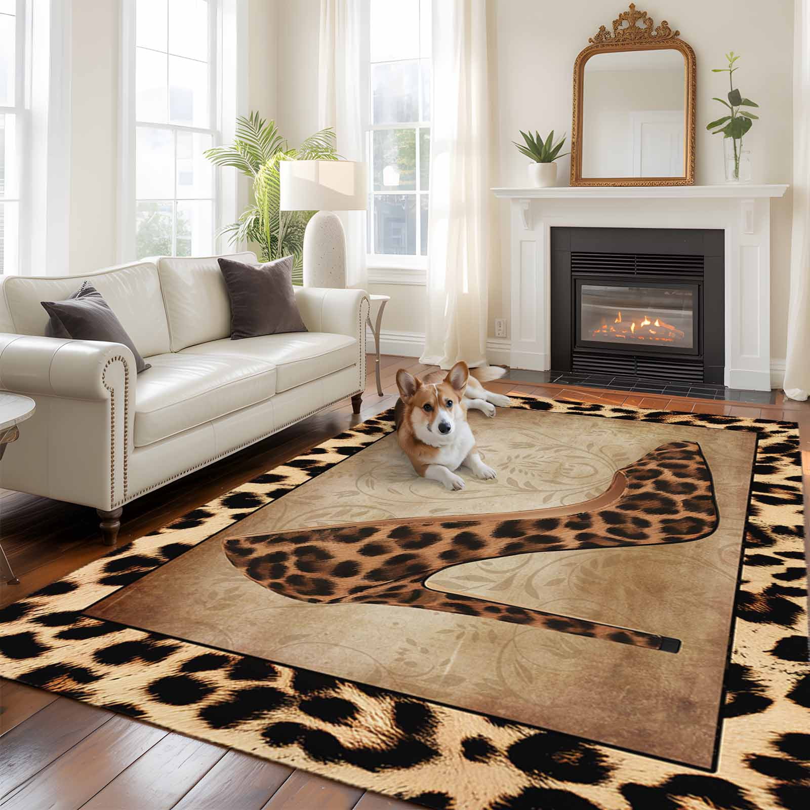 5'x8' Area Rugs, Leopard Print Indoor Outdoor Area Rug for Living Room ...