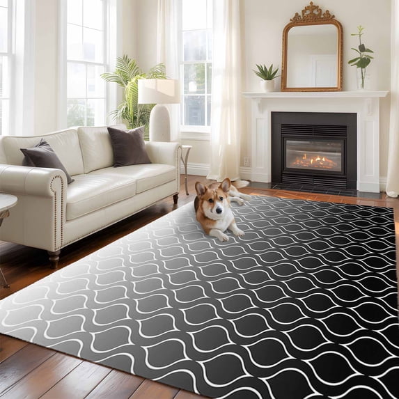 5'x8' Area Rugs, Morocco Black Indoor Outdoor Area Rug for Living Room ...