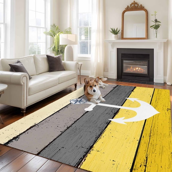 5'x8' Area Rugs, Nautical Anchor Indoor Outdoor Area Rug for Living ...