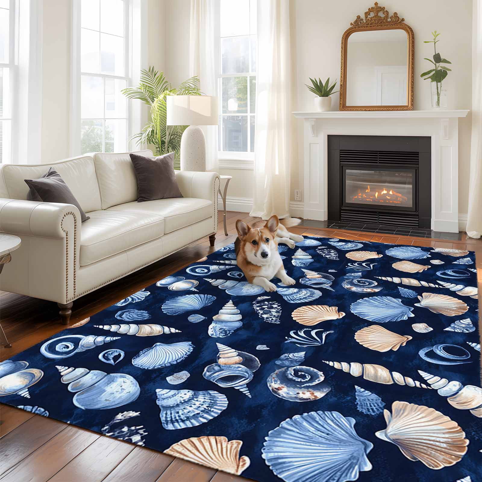 5'x8' Area Rugs, Navy Blue Coastal Indoor Outdoor Area Rug for Living ...