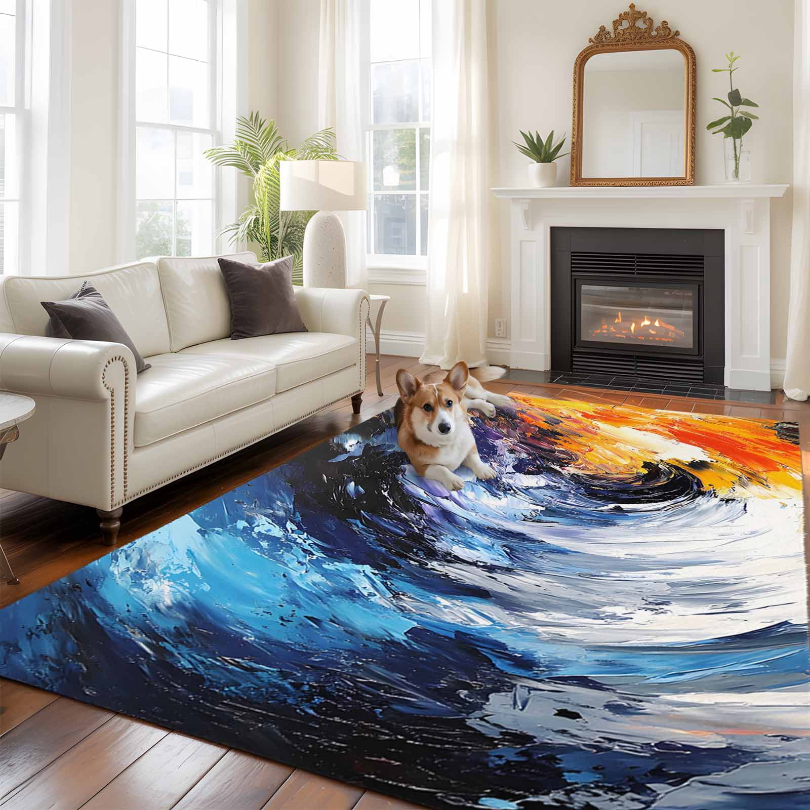 5'x8' Area Rugs, Oil Painting Indoor Outdoor Area Rug for Living Room ...