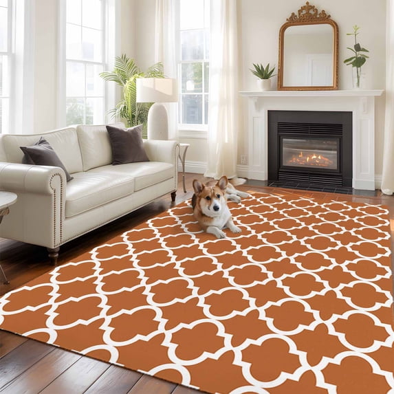 5'x8' Area Rugs, Orange Moroccon Indoor Outdoor Area Rug for Living ...
