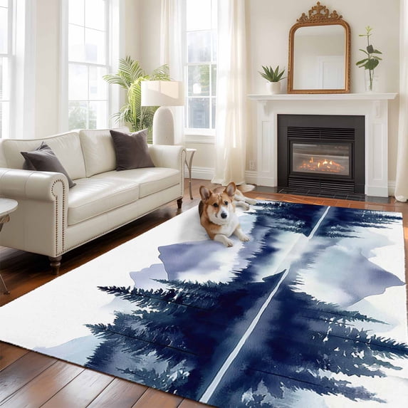 5'x8' Area Rugs, Purple Ink Mountain Indoor Outdoor Area Rug for Living ...