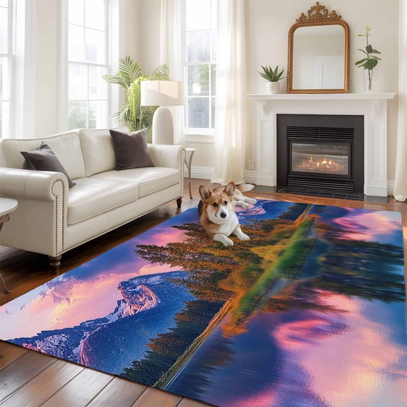 5'x8' Area Rugs, Purple Mountain Indoor Outdoor Area Rug for Living ...