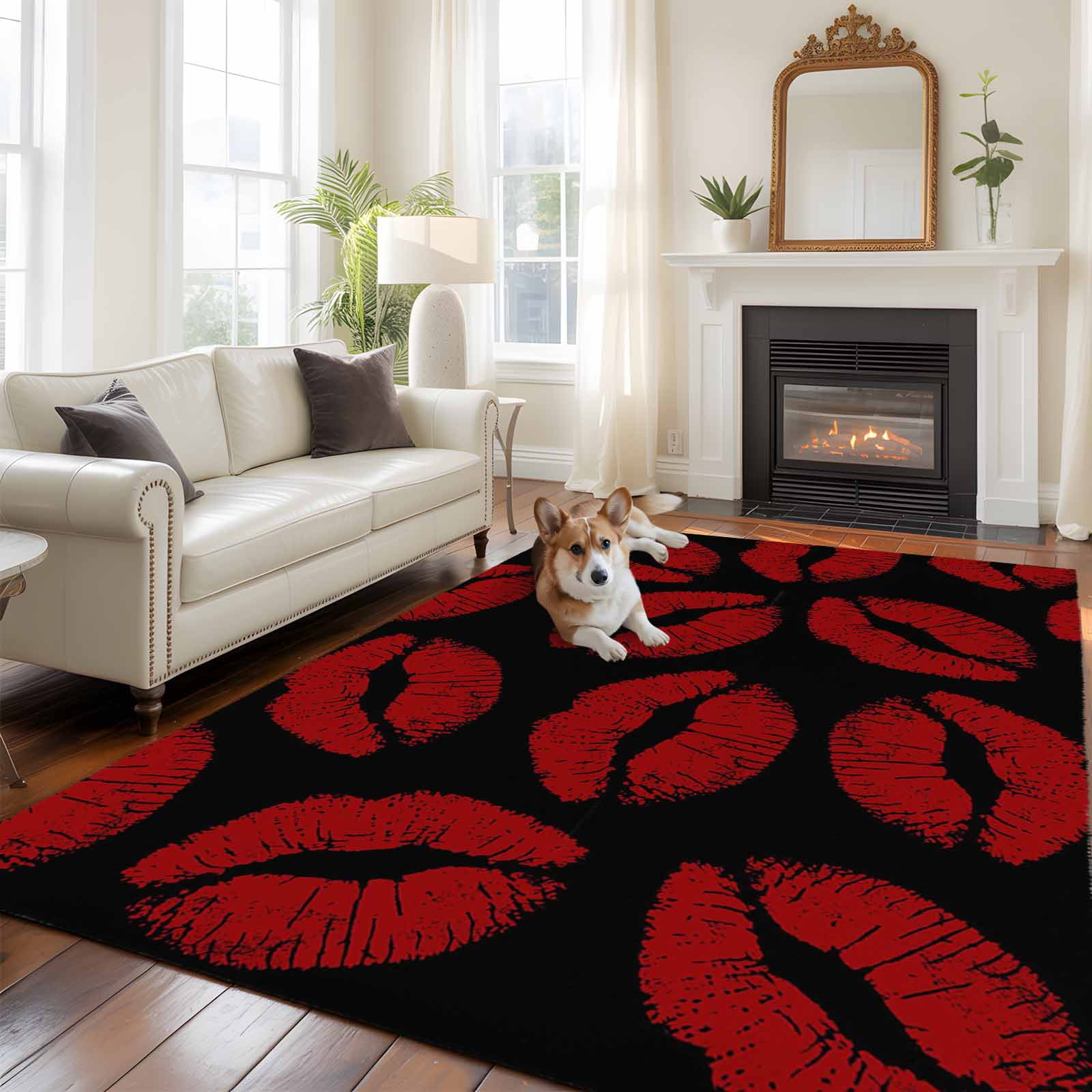5'x8' Area Rugs, Red Lips Indoor Outdoor Area Rug for Living Room ...