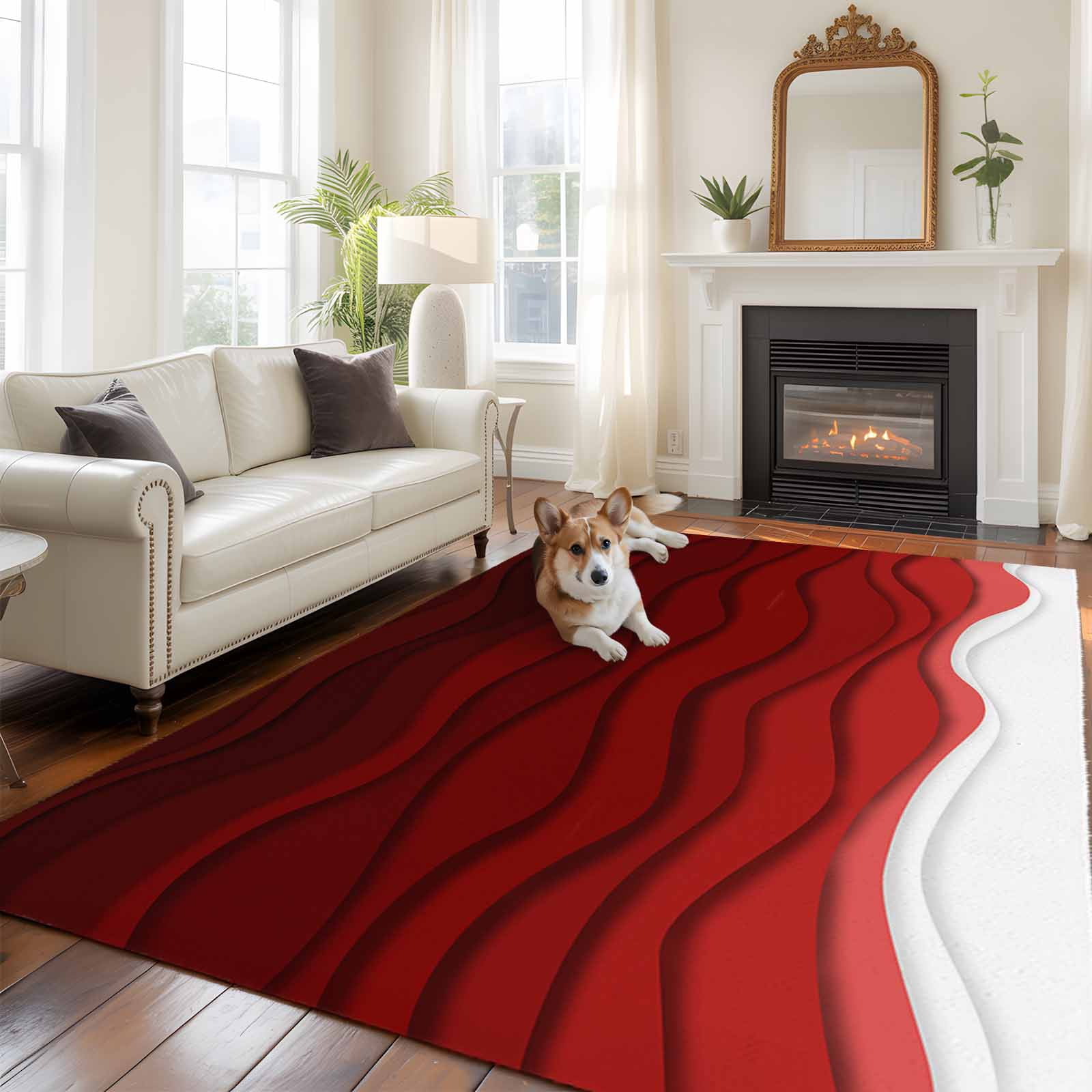 5'x8' Area Rugs, Red Ombre Stripes Indoor Outdoor Area Rug for Living ...