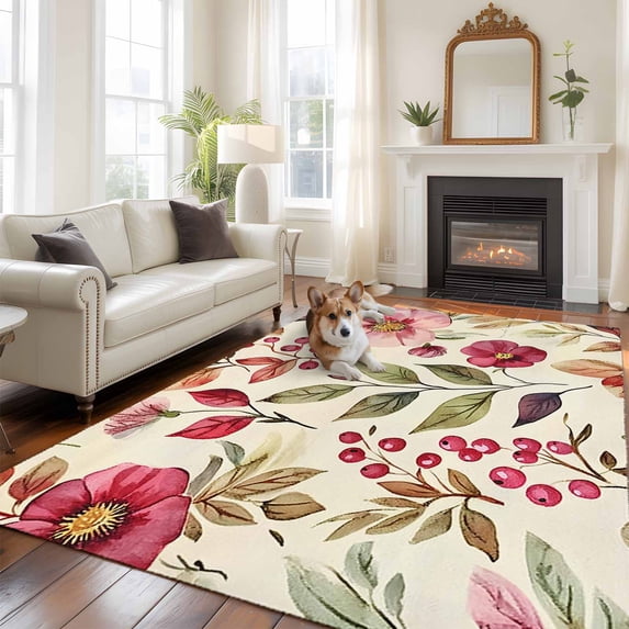 5'x8' Area Rugs, Retro Spring Floral Indoor Outdoor Area Rug for Living ...
