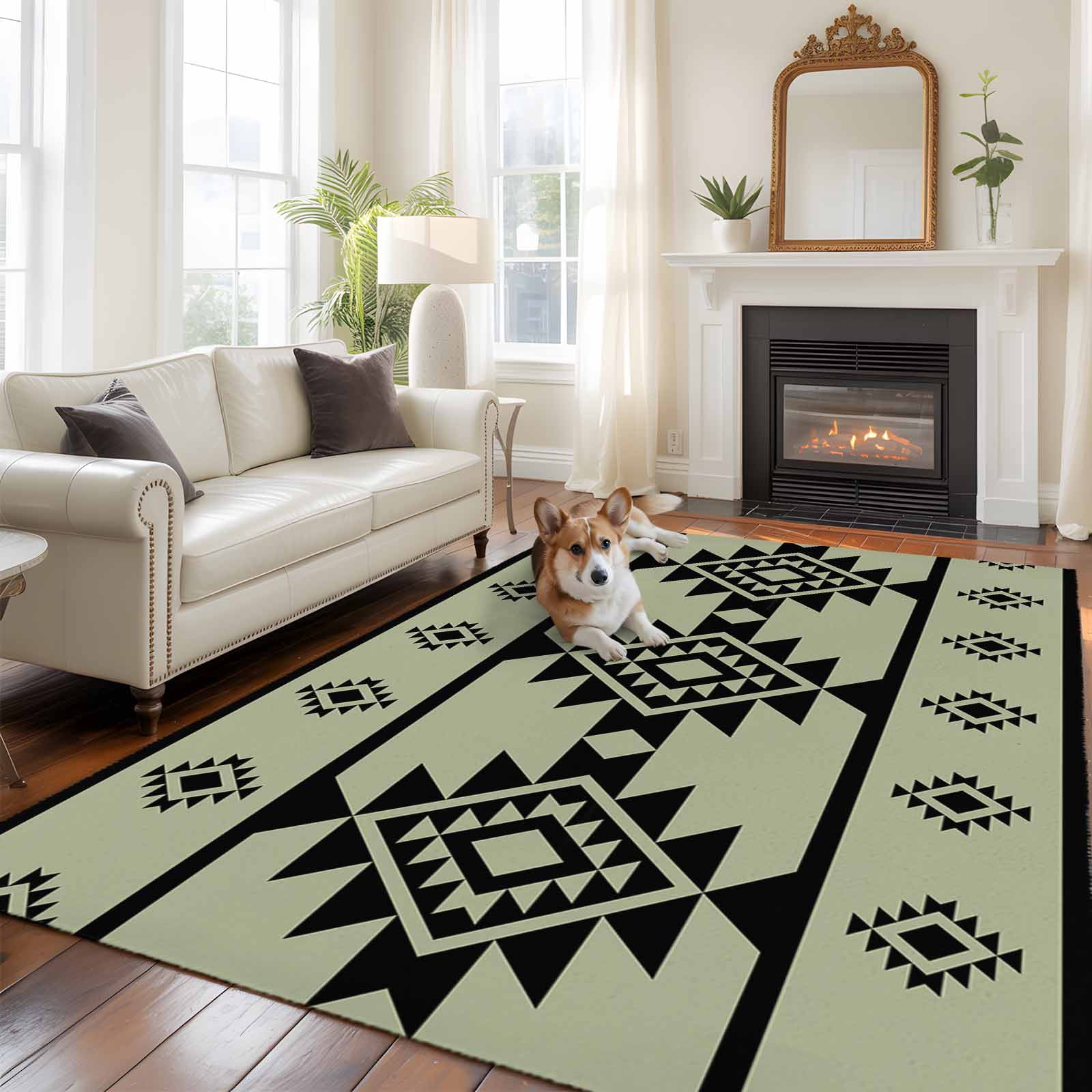 5'x8' Area Rugs, Sage Green Boho Indoor Outdoor Area Rug for Living ...