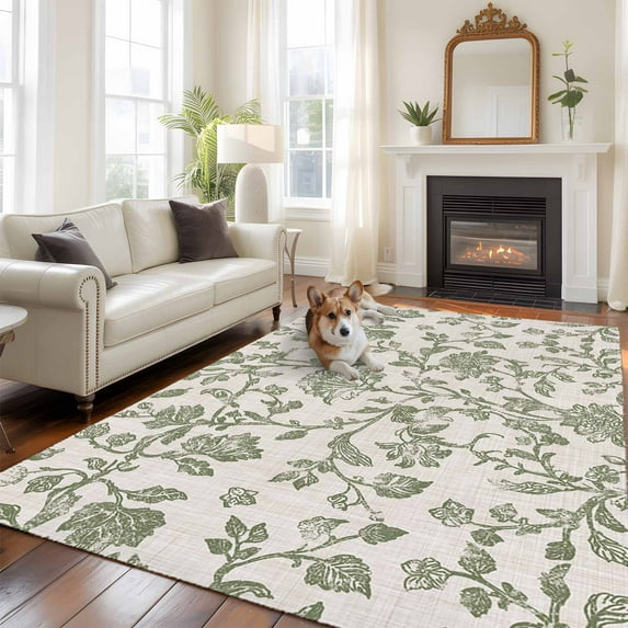 5'x8' Area Rugs, Spring Flowers Indoor Outdoor Area Rug for Living Room ...