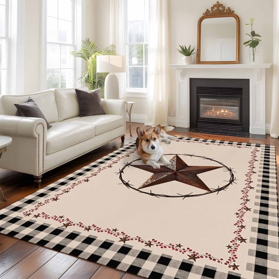 5'x8' Area Rugs, Star Country Indoor Outdoor Area Rug for Living Room ...