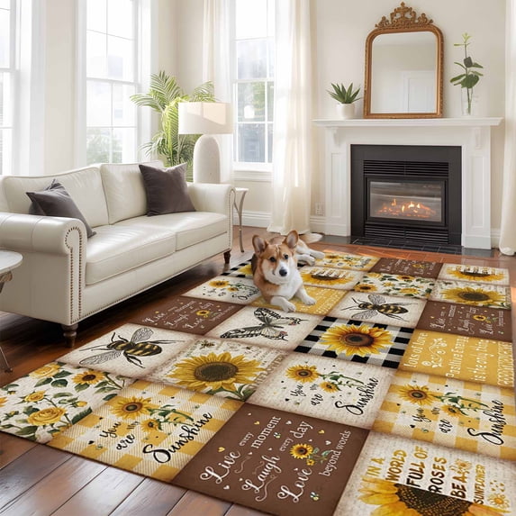 5'x8' Area Rugs, Sunflowers Indoor Outdoor Area Rug for Living Room ...