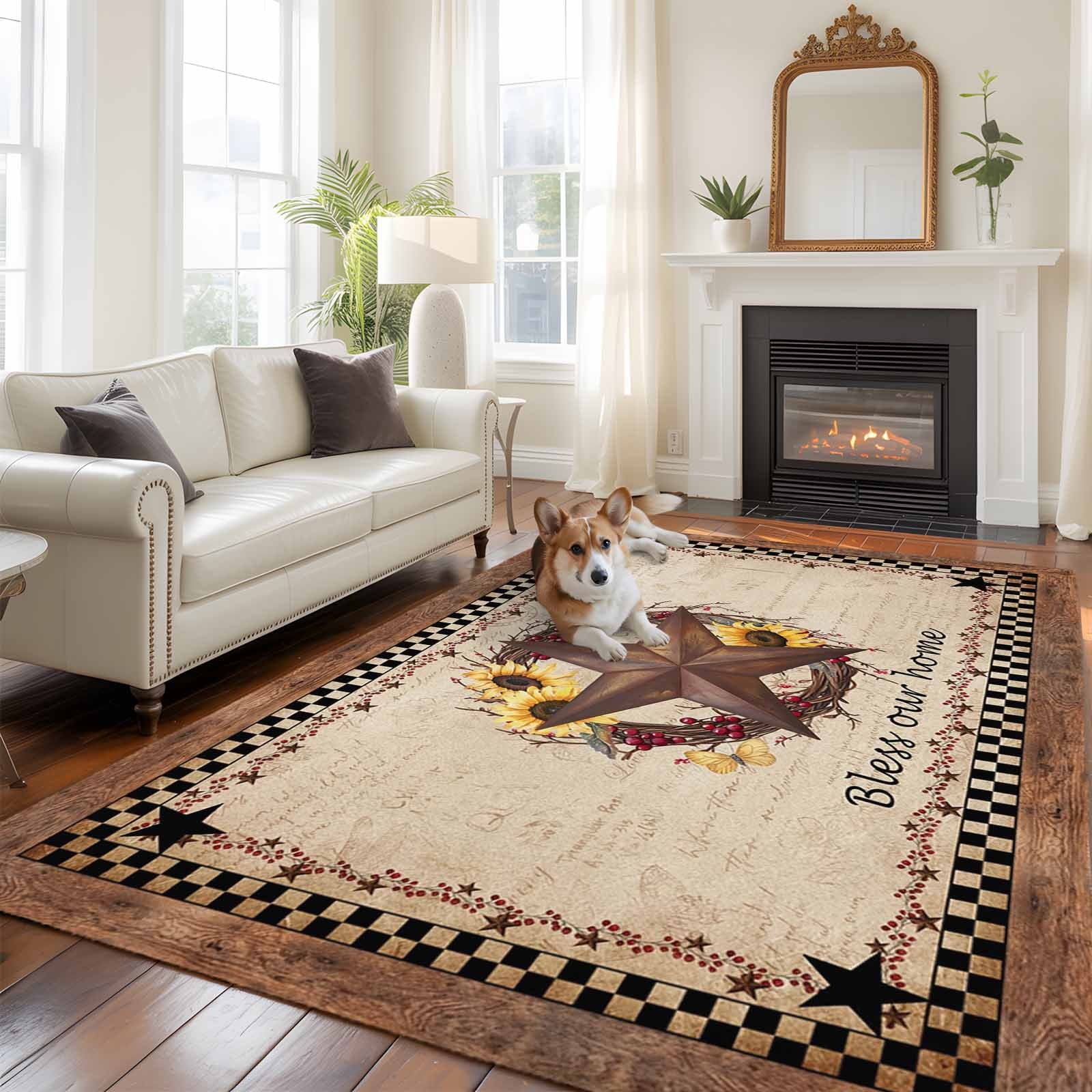 5'x8' Area Rugs, Texas Star Vintage Indoor Outdoor Area Rug for Living ...