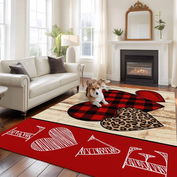 5'x8' Area Rugs, Valentine's Day Indoor Outdoor Area Rug for Living ...