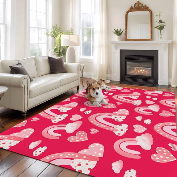 5'x8' Area Rugs, Valentine's Day Indoor Outdoor Area Rug for Living ...