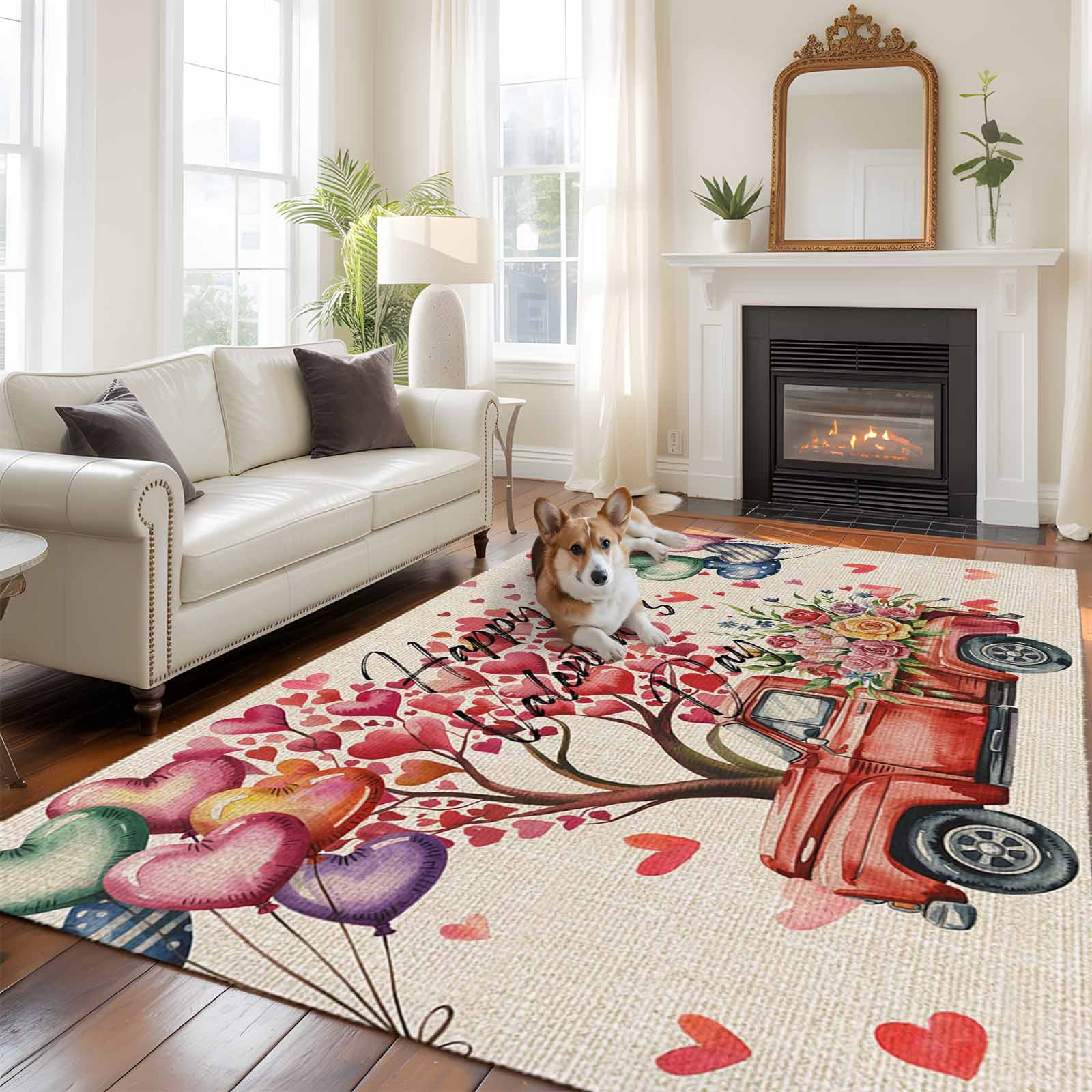 5'x8' Area Rugs, Valentine's Day Indoor Outdoor Area Rug for Living ...