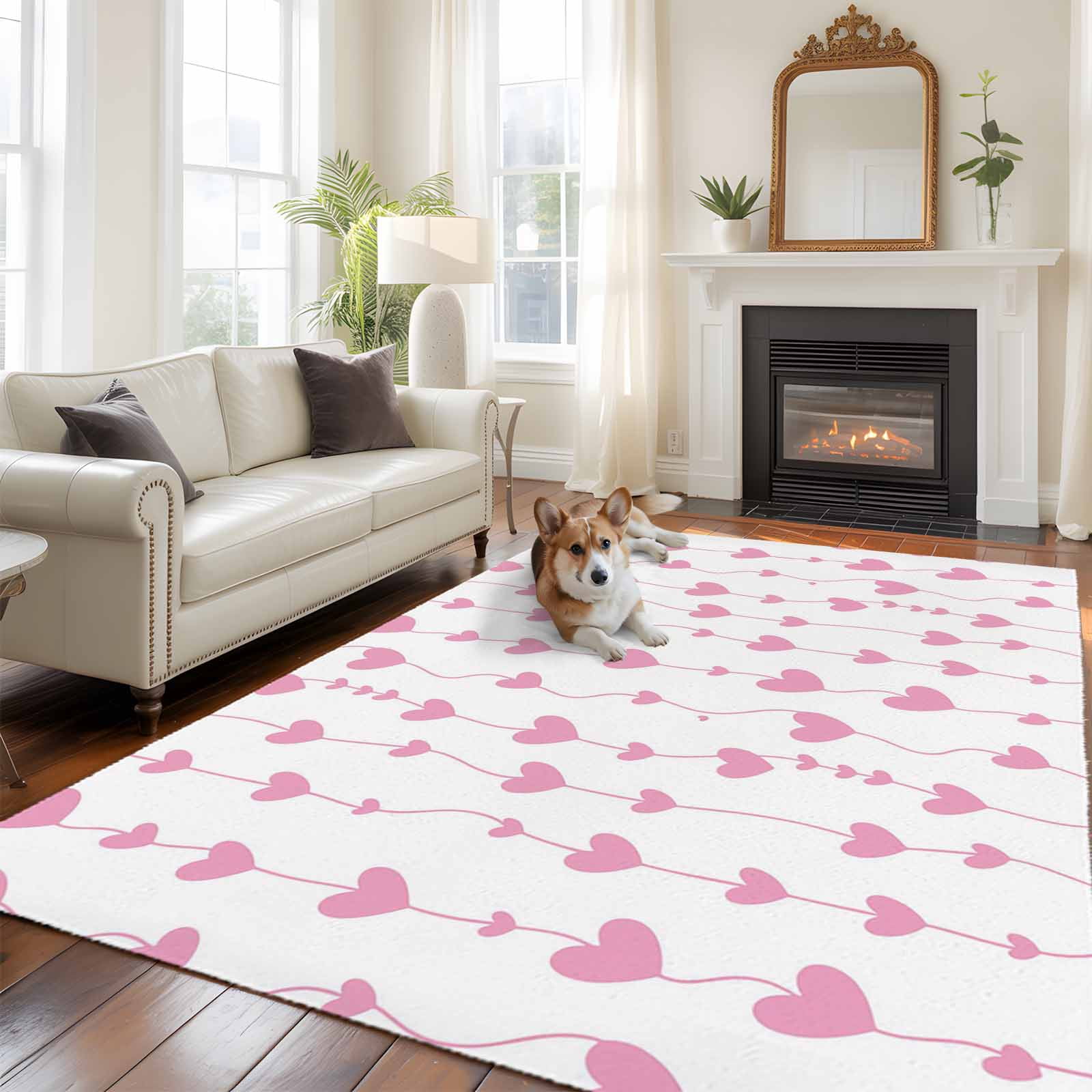 5'x8' Area Rugs, Valentine's Day Indoor Outdoor Area Rug for Living ...