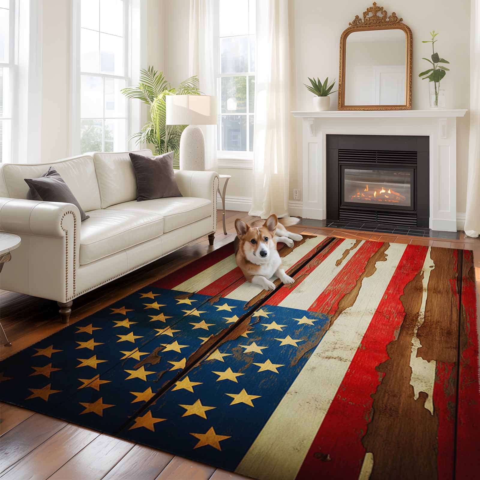 5'x8' Area Rugs, Vintage American Flag Indoor Outdoor Area Rug for ...