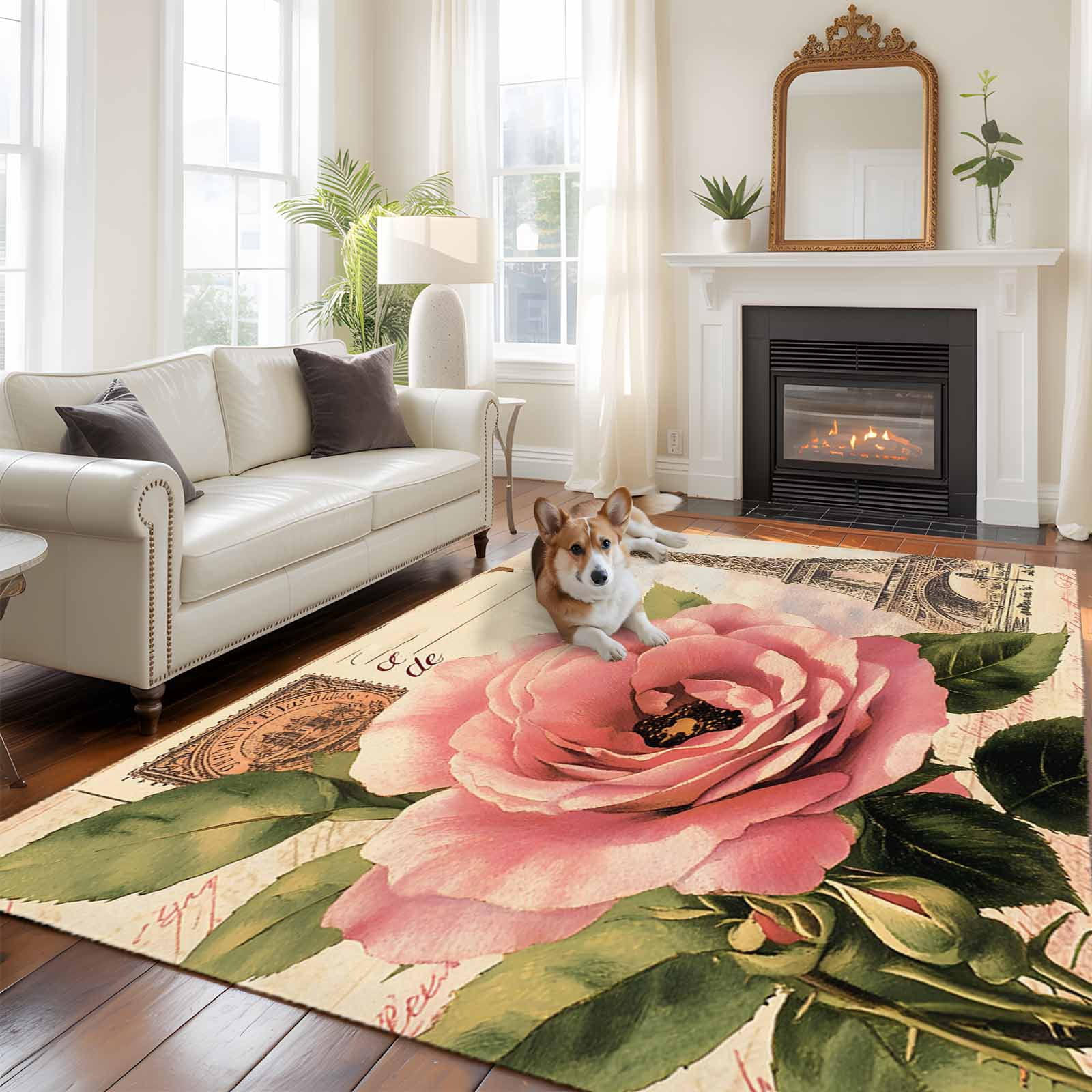 5'x8' Area Rugs, Vintage Floral Indoor Outdoor Area Rug for Living Room ...