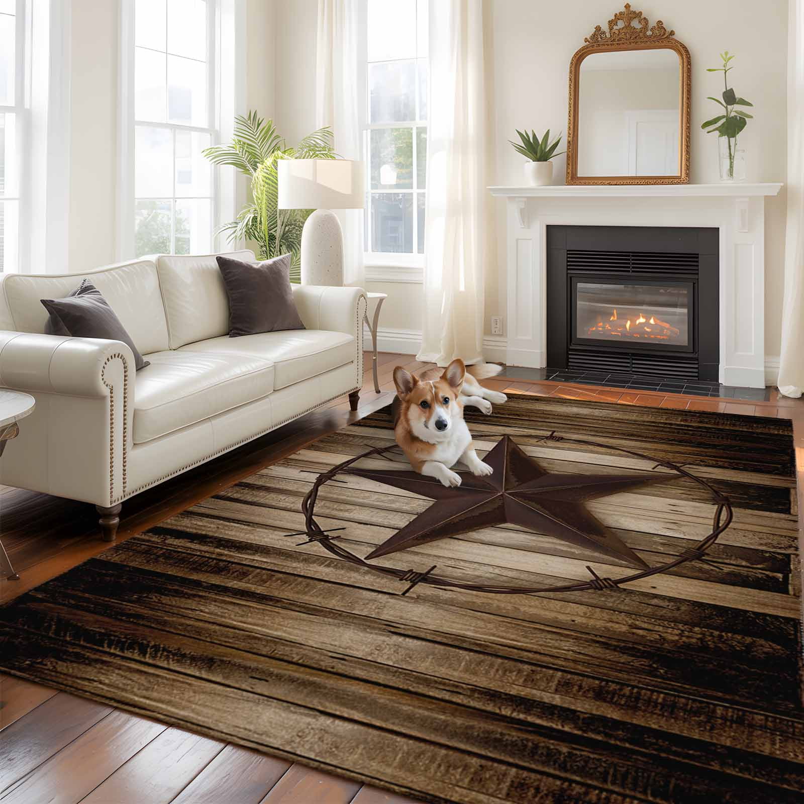 5'x8' Area Rugs, Western Star Retro Indoor Outdoor Area Rug for Living ...