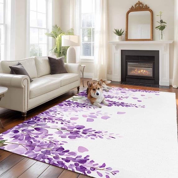 5'x8' Area Rugs, Wisteria Flowers Indoor Outdoor Area Rug for Living ...