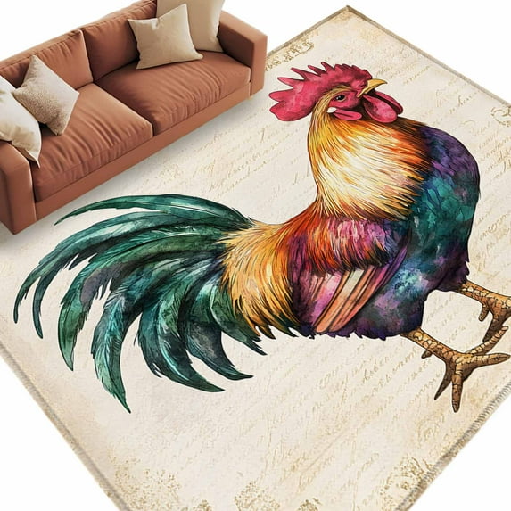 5'x8' Large Area Rugs Farmhouse Rooster Washable Area Rugs Non-Slip ...