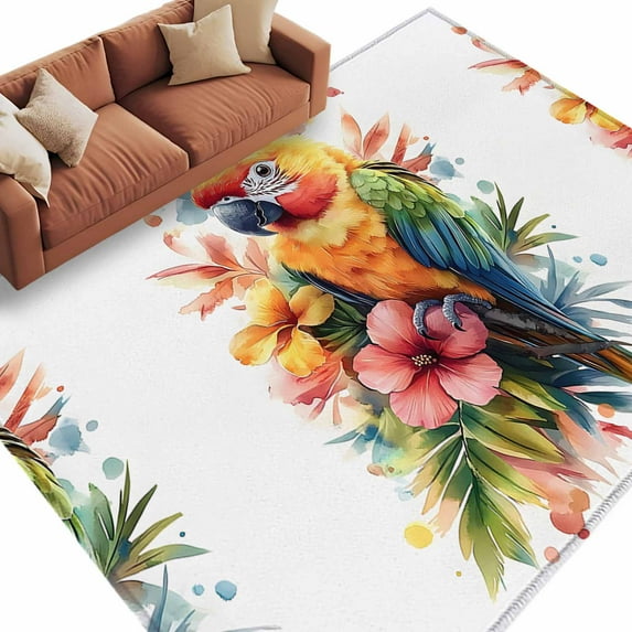 5'x8' Large Area Rugs Parrot Washable Area Rugs Non-Slip Indoor Floor ...
