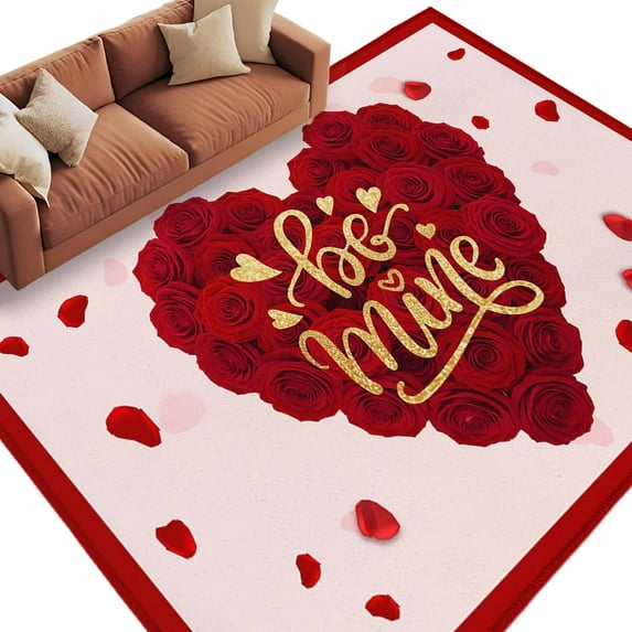 5'x8' Large Area Rugs Pink Valentine's Day Washable Area Rugs Non-Slip ...