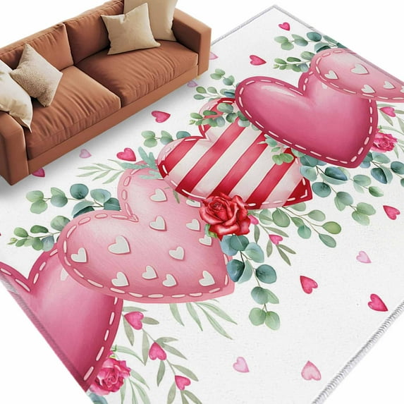 5'x8' Large Area Rugs Valentine's Day Washable Area Rugs Non-Slip ...