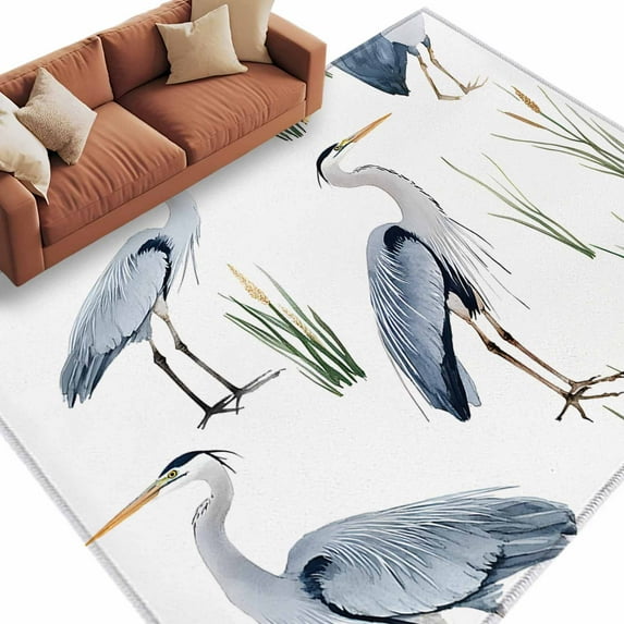5'x8' Large Area Rugs Watercolor Birds Washable Area Rugs Non-Slip ...