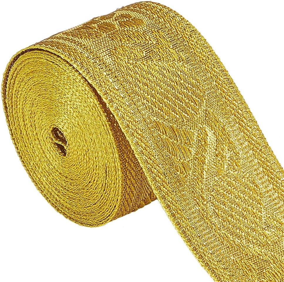 5 yard Polyester Ribbons Jacquard Ribbon Floral Pattern Goldenrod 1-5/8 ...
